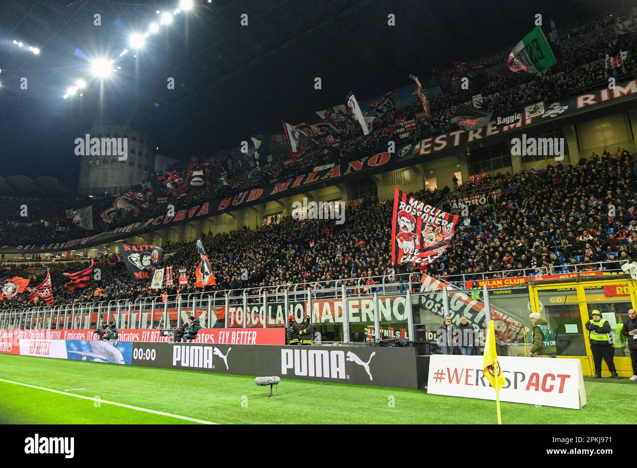 Milan, Italy. 07th Apr, 2023. Ac Milan supporters Curva Sud during AC ...