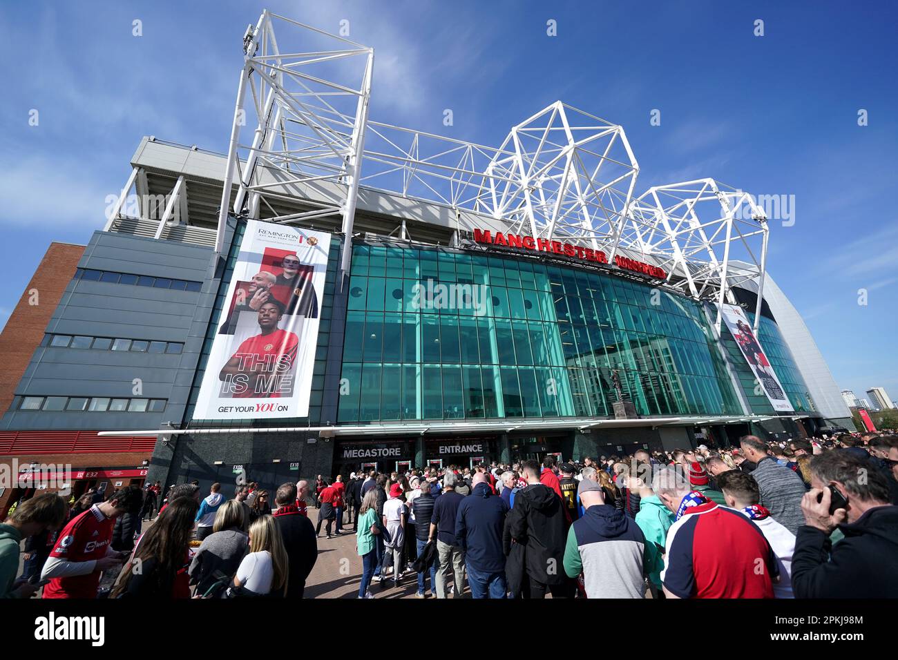 General view of fans making their way inside the stadium ahead of the ...