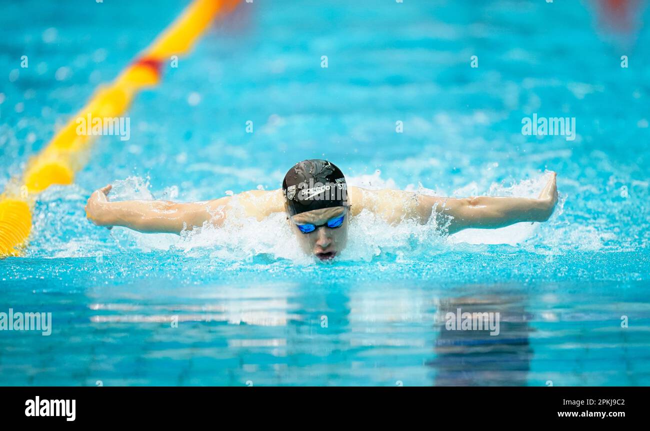 Evan Jones in the Men's Open 200m IM Heat on day five of the British ...