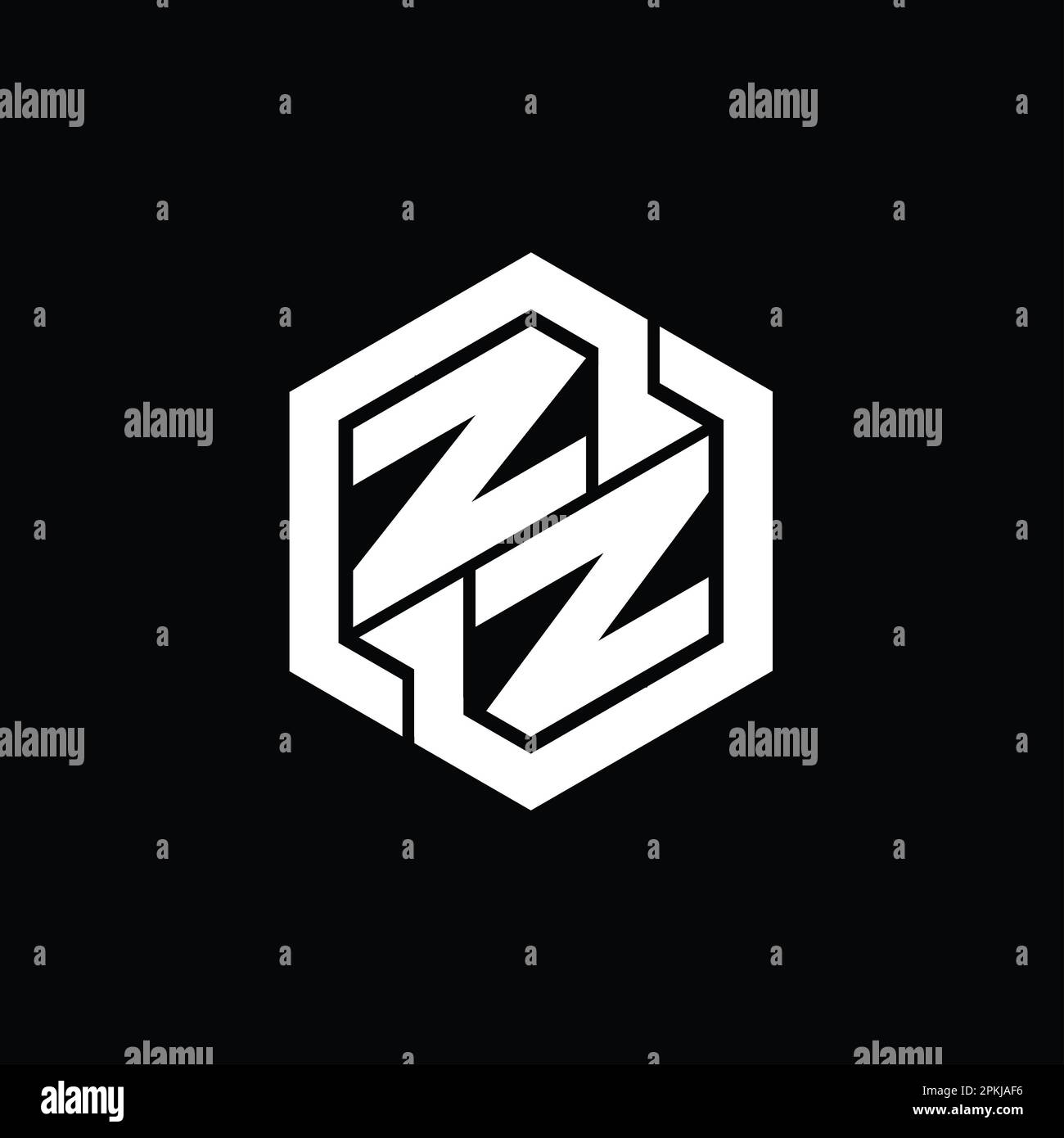 ZZ Logo monogram gaming with hexagon geometric shape design template ...