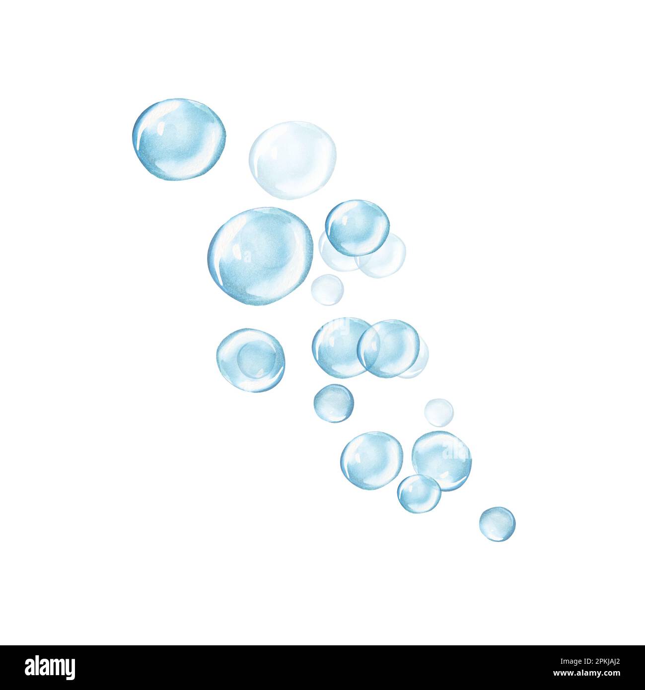 Many light blue bubbles, isolated against a white background ...