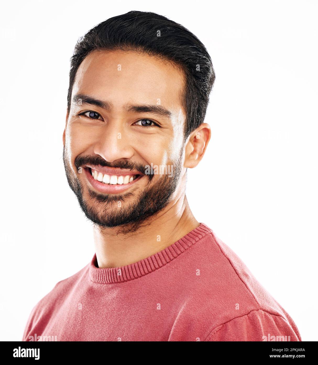 Happy, headshot and portrait of an Asian man with a smile isolated on a ...