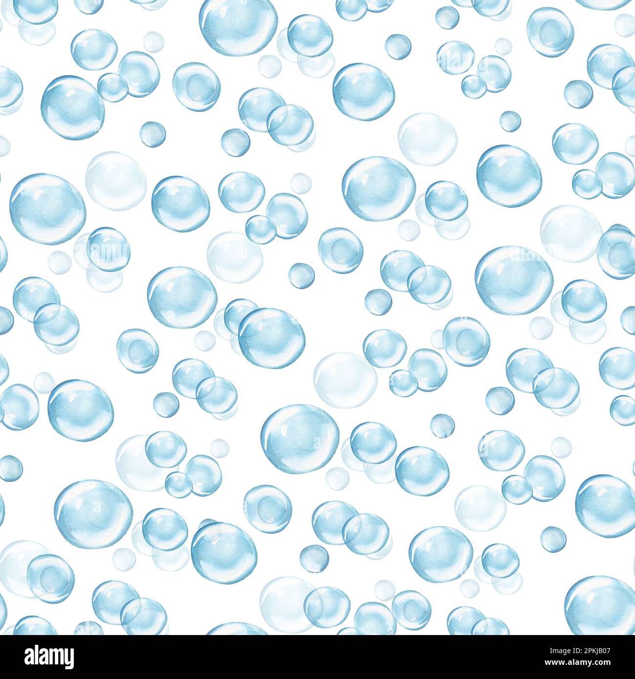 The pattern is seamless with sea bubbles in a random. Watercolor ...