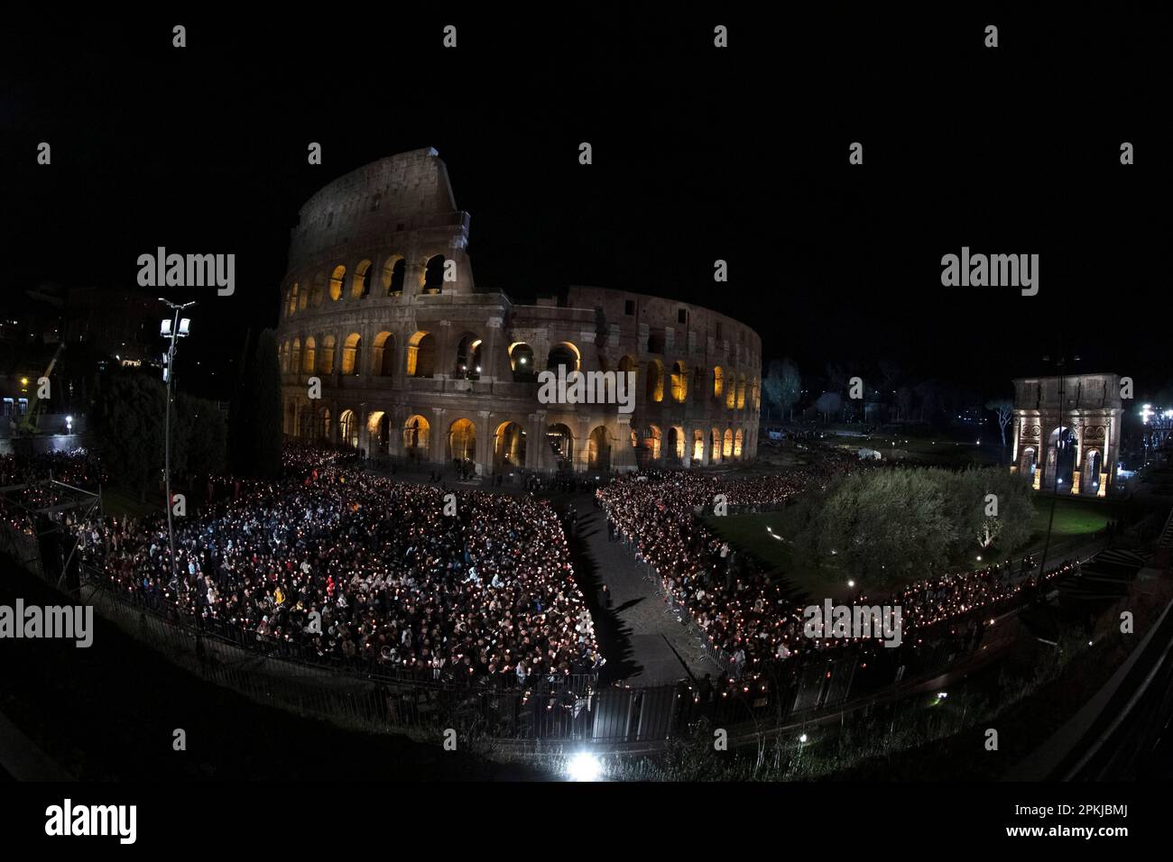 Via crucis on holy friday in colosseum hi-res stock photography and ...