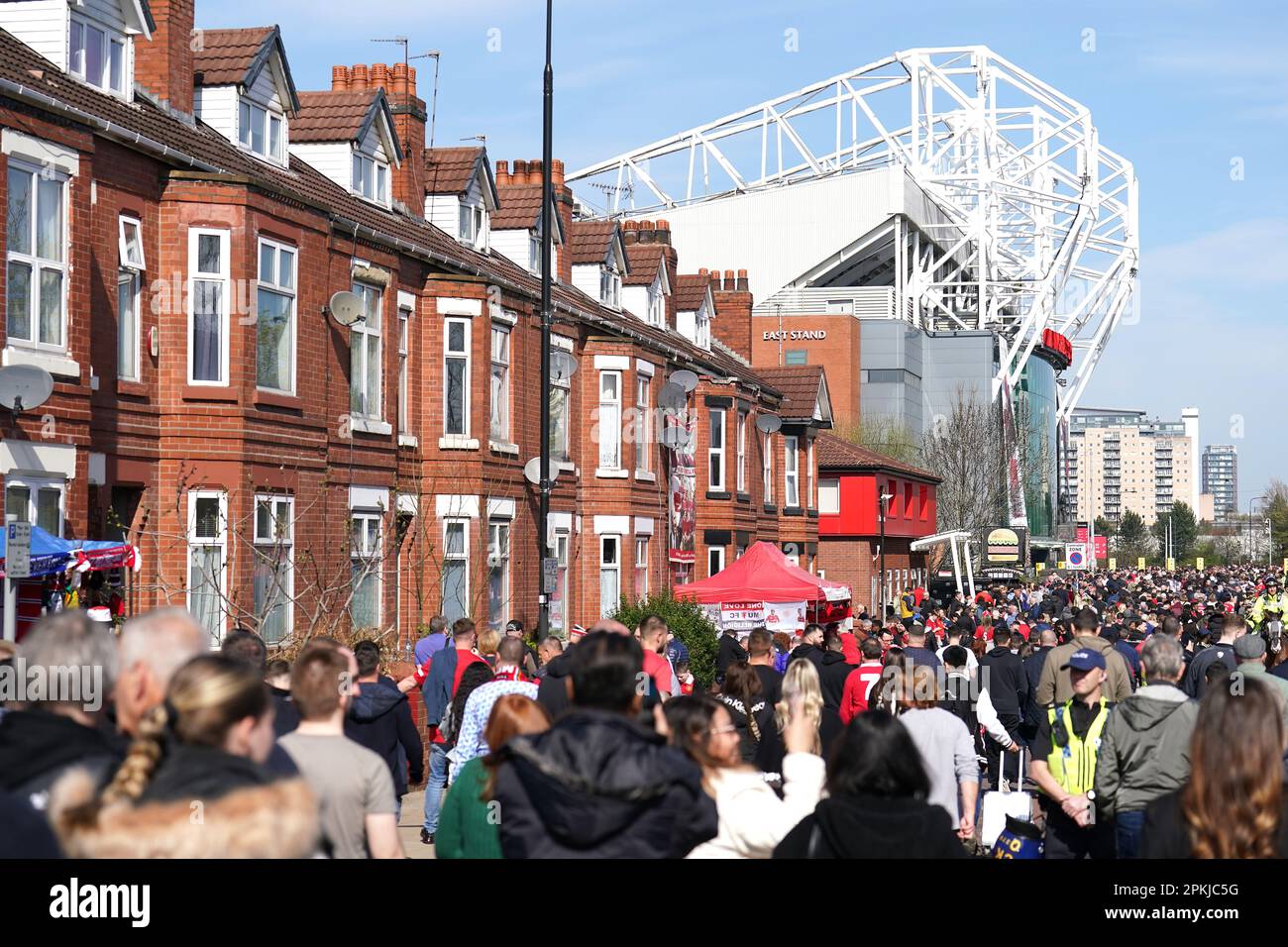 General view of fans making their way inside the stadium ahead of the ...
