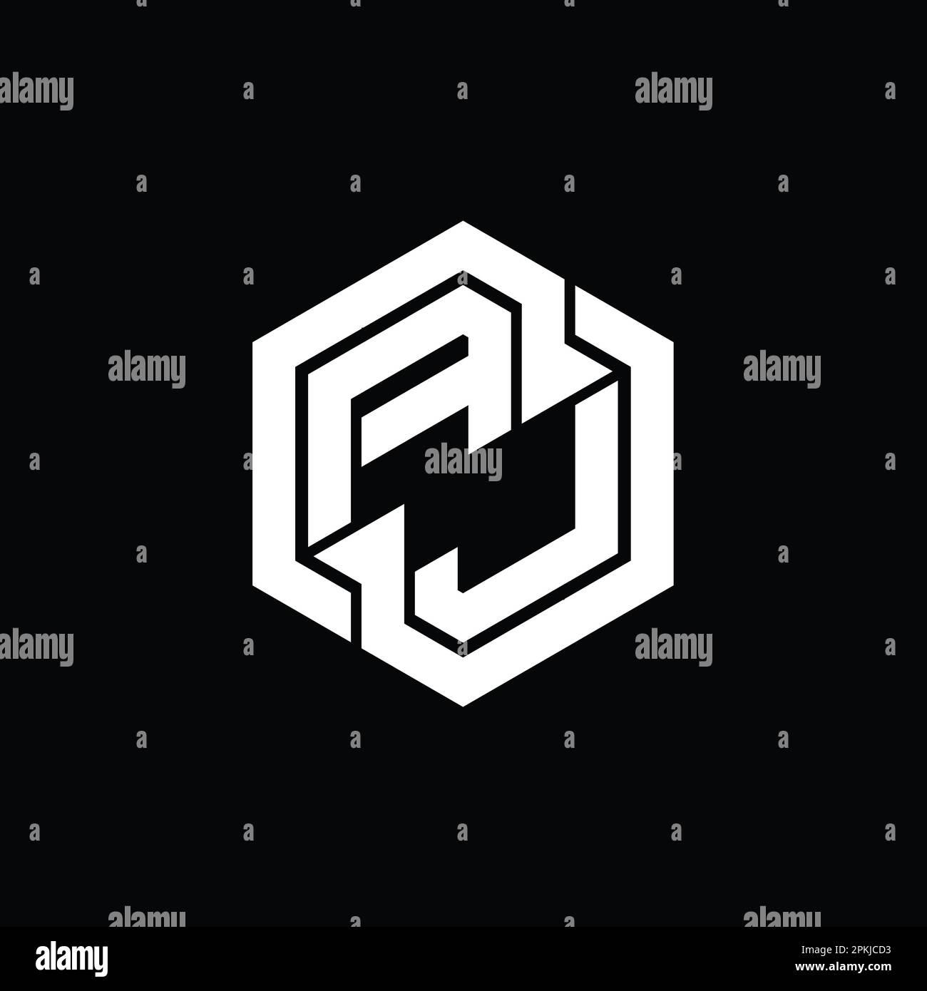 AJ Logo monogram gaming with hexagon geometric shape design template ...