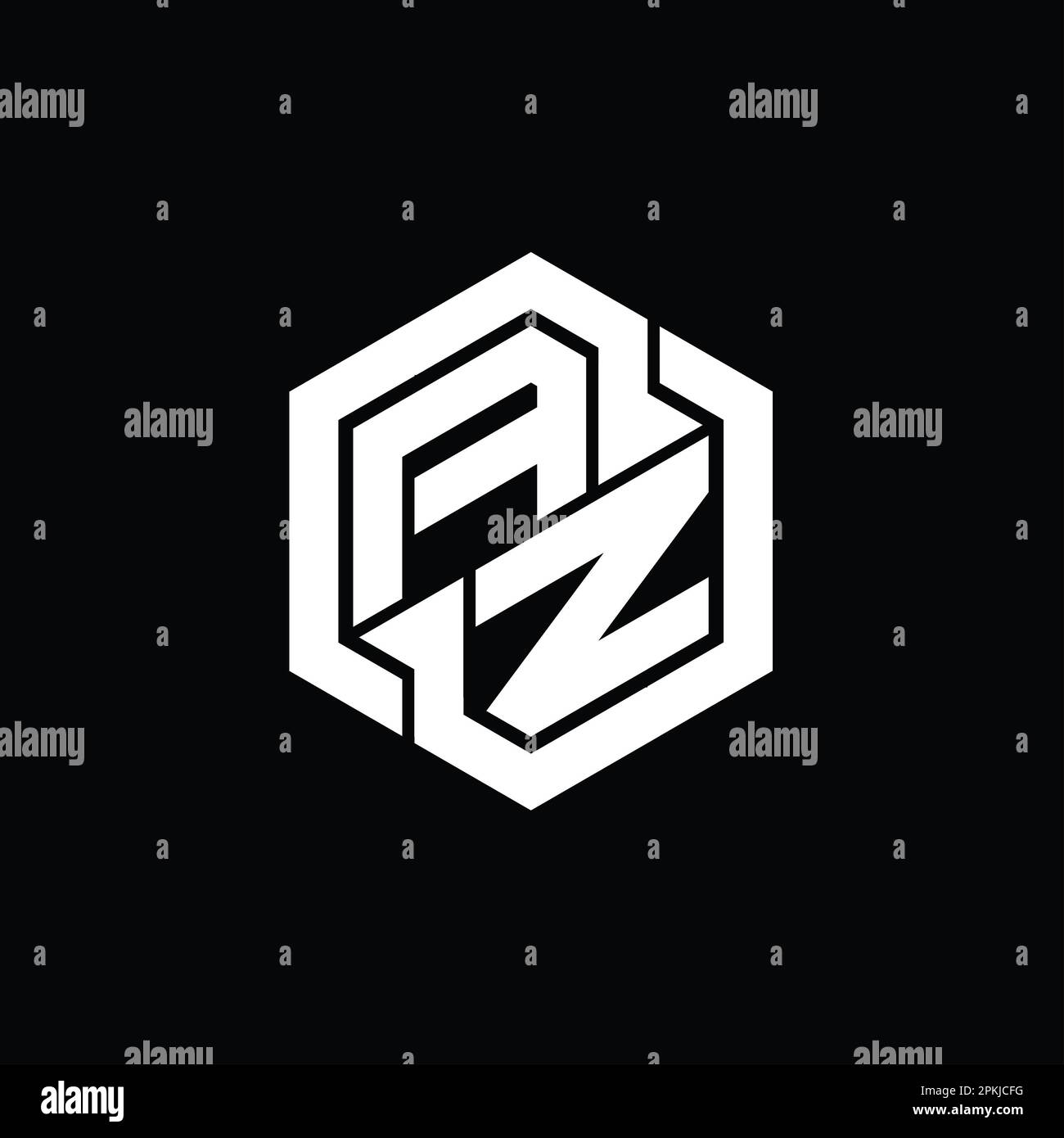 AZ Logo monogram gaming with hexagon geometric shape design template ...