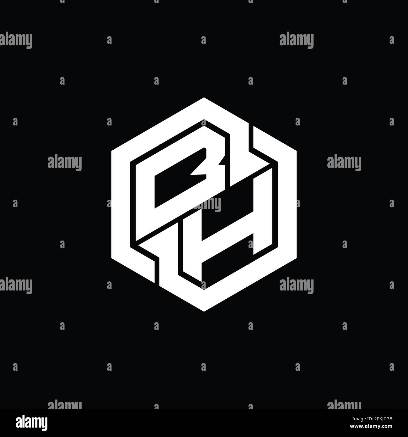 BH Logo monogram gaming with hexagon geometric shape design template ...