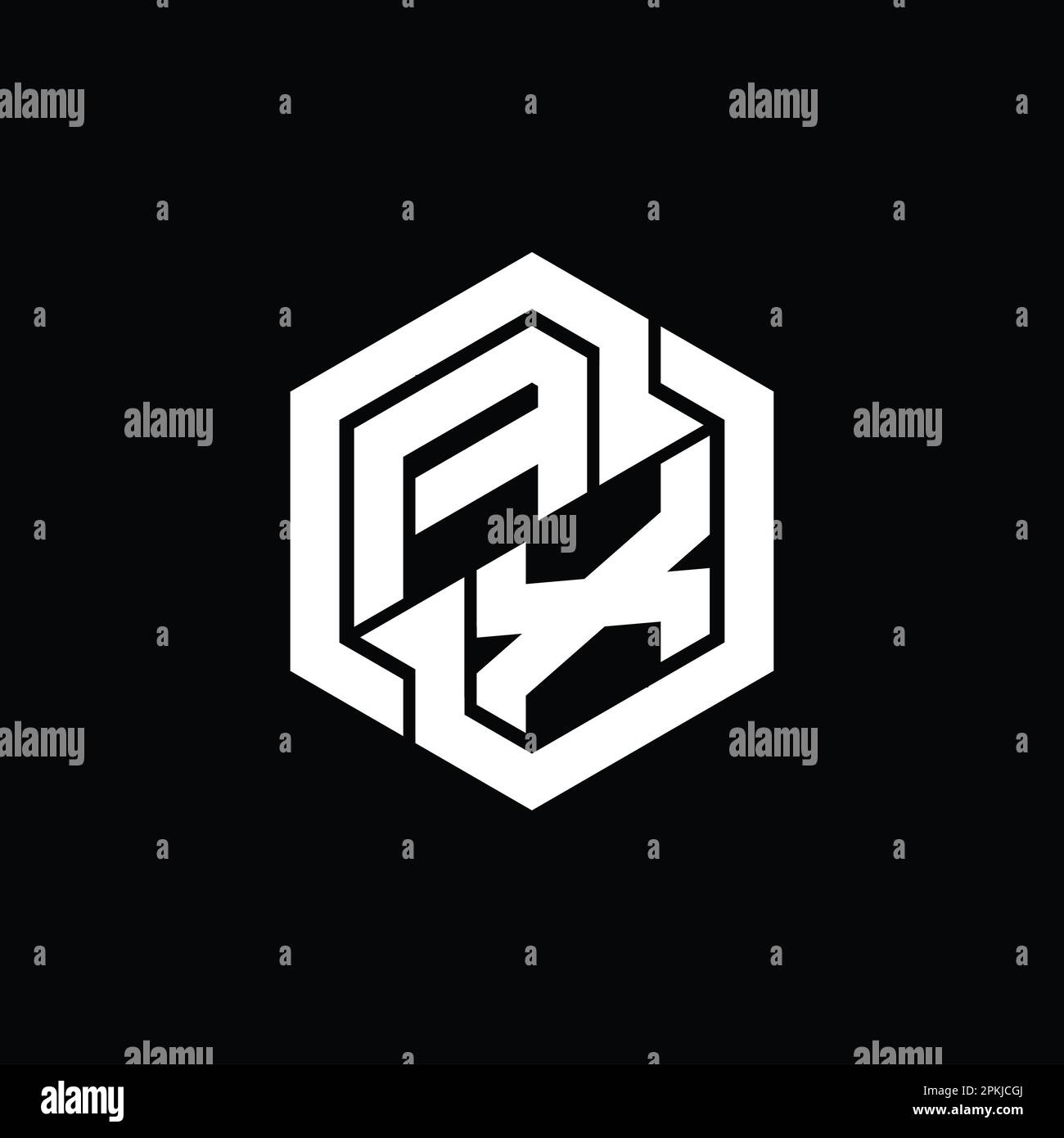 AX Logo monogram gaming with hexagon geometric shape design template ...