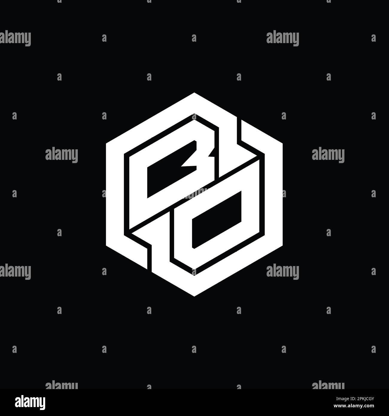 BO Logo monogram gaming with hexagon geometric shape design template ...