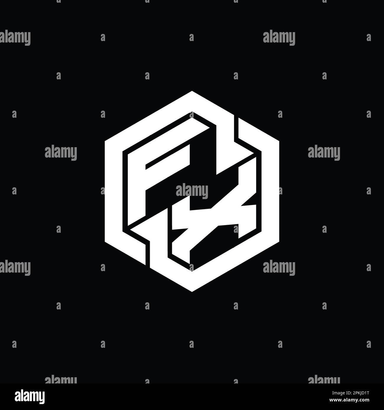FX Logo monogram gaming with hexagon geometric shape design template Stock Photo - Alamy