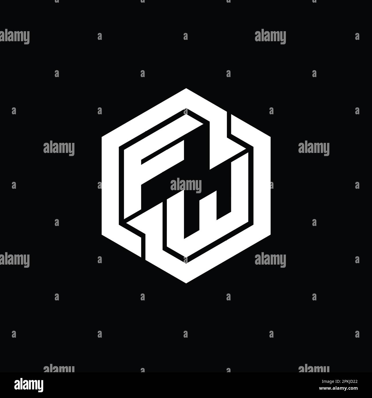 FW Logo monogram gaming with hexagon geometric shape design template Stock Photo - Alamy