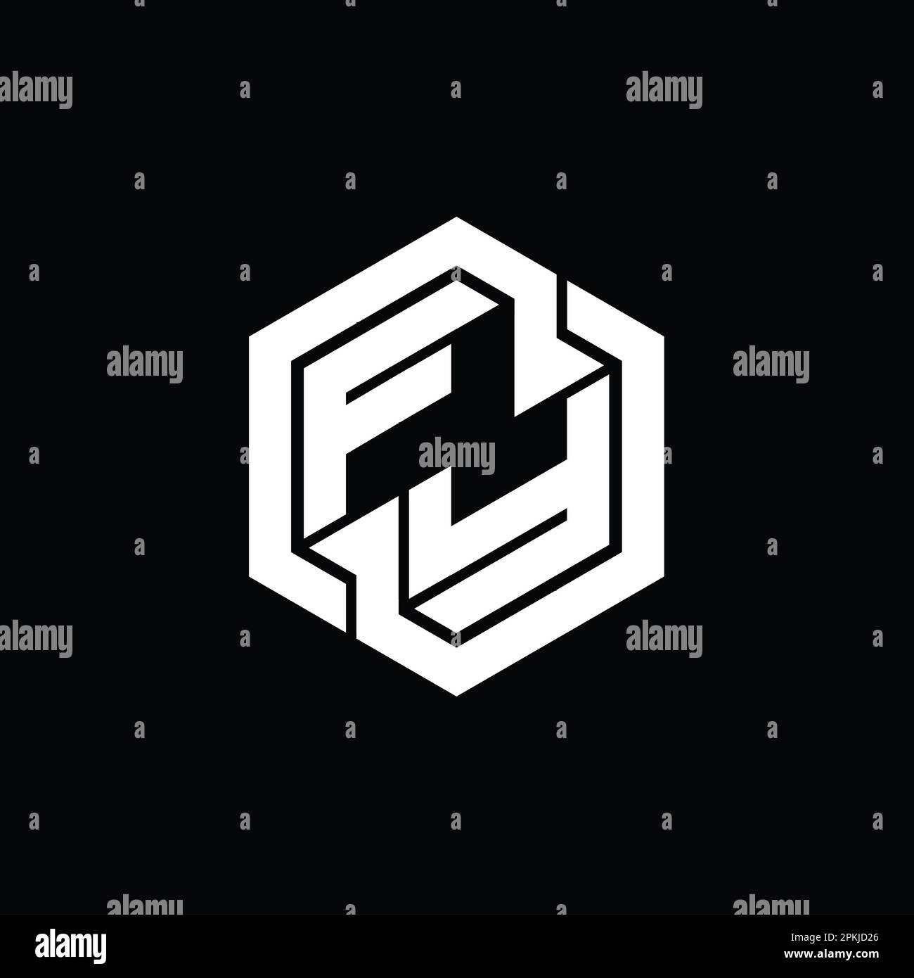 FY Logo monogram gaming with hexagon geometric shape design template ...