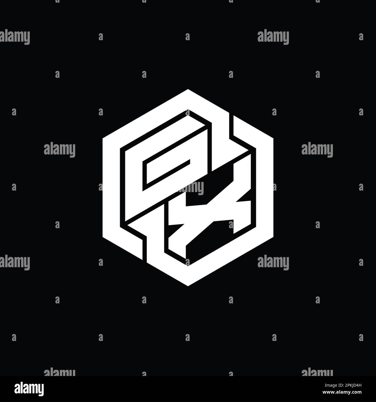 GX Logo monogram gaming with hexagon geometric shape design template Stock Photo - Alamy