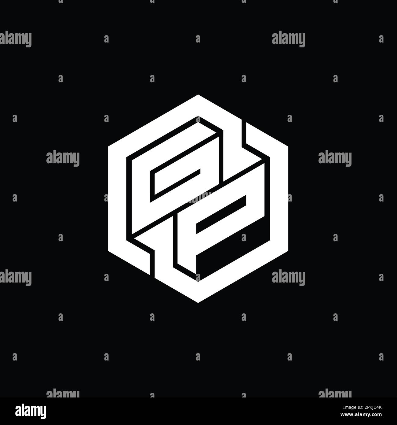 GP Logo monogram gaming with hexagon geometric shape design template ...