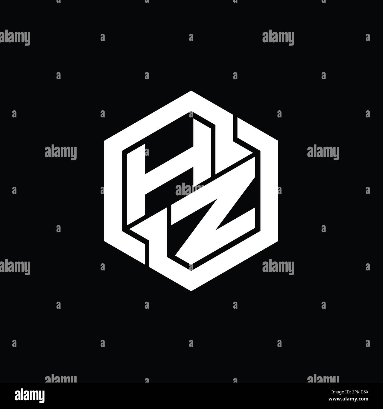 HZ Logo monogram gaming with hexagon geometric shape design template ...