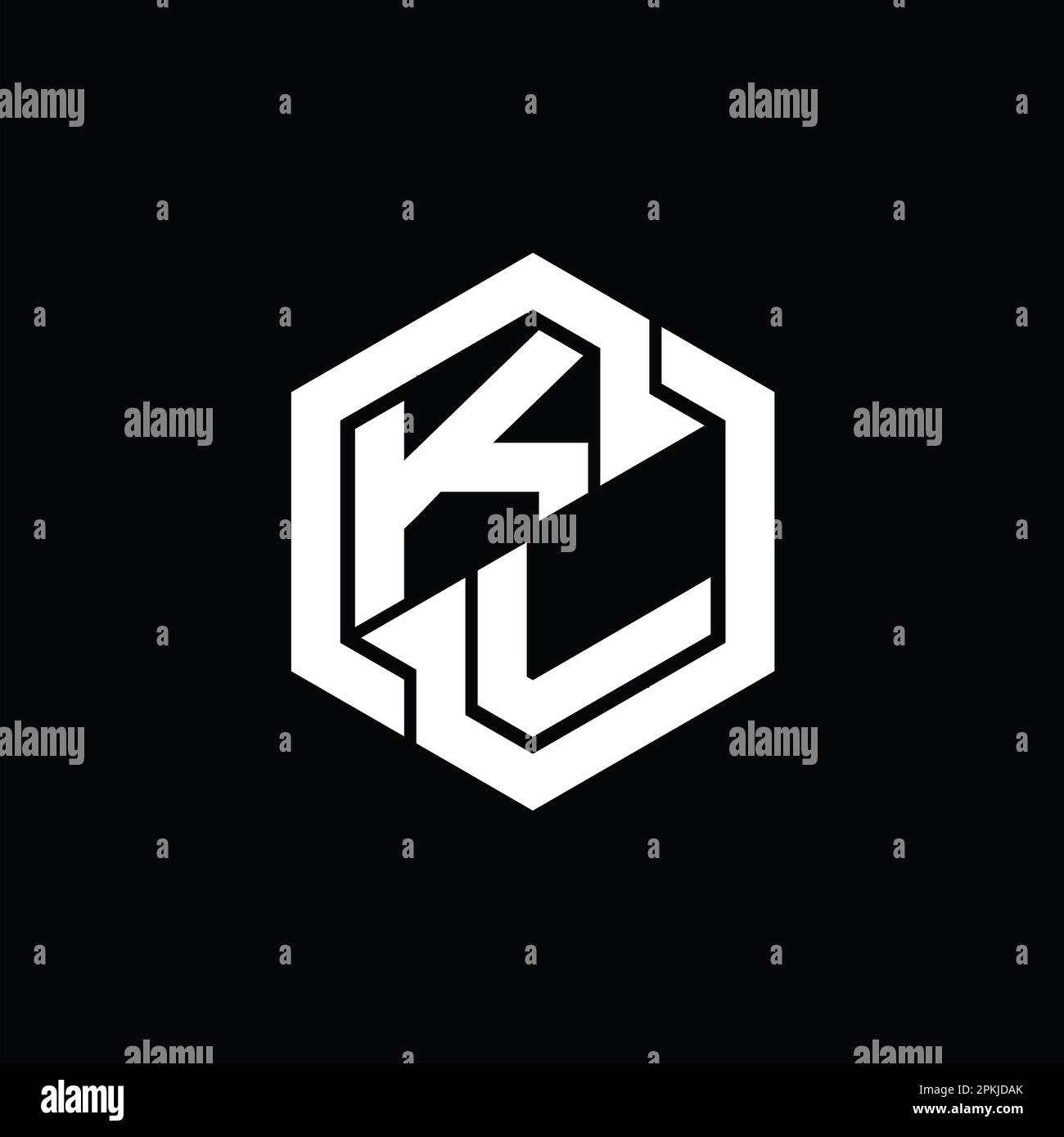 KL Logo monogram gaming with hexagon geometric shape design template ...