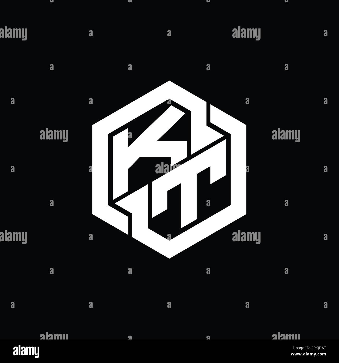KT Logo monogram gaming with hexagon geometric shape design template ...