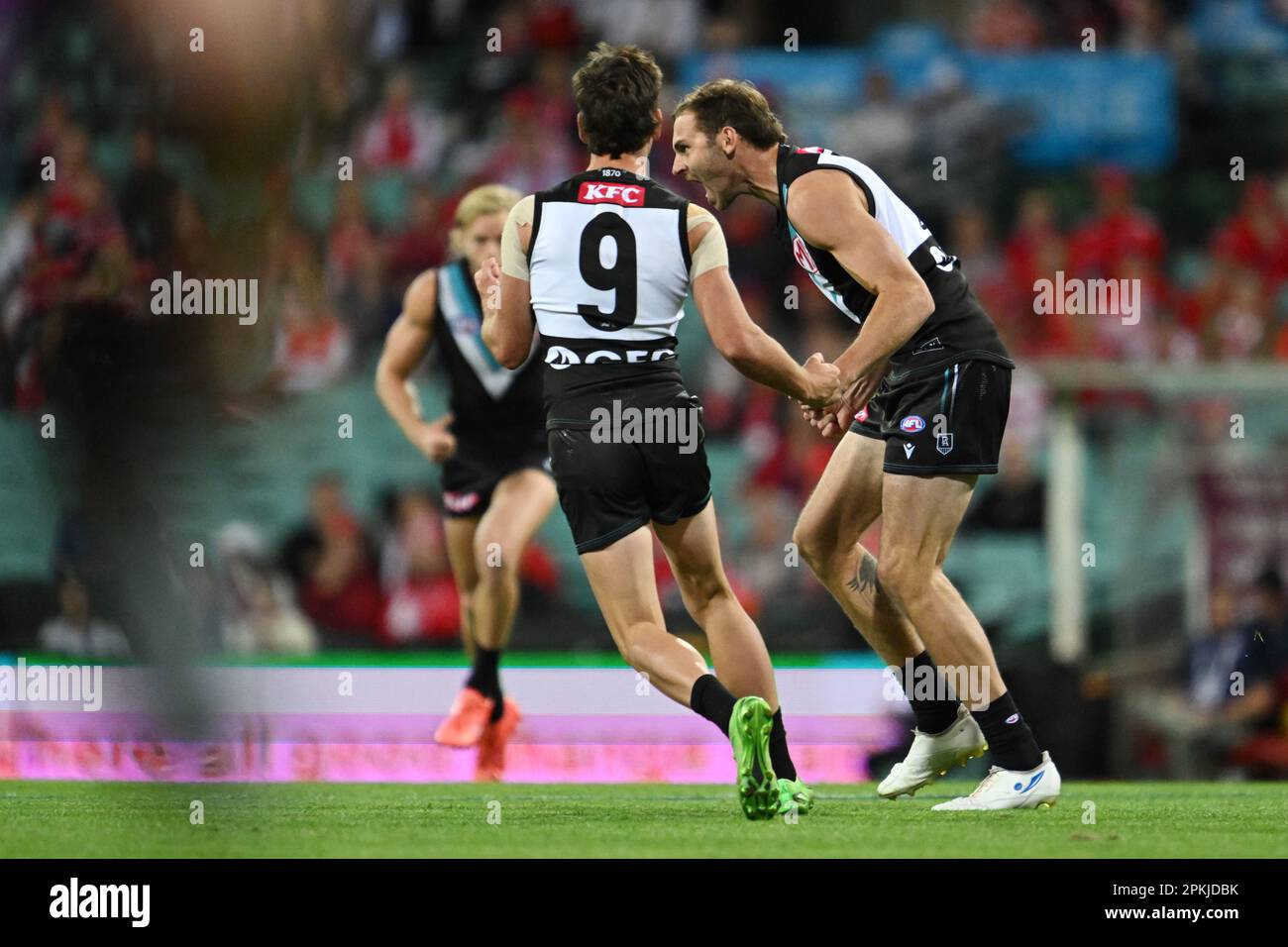 Jeremy Finlayson of the Power celebrates after scoring a goal during ...