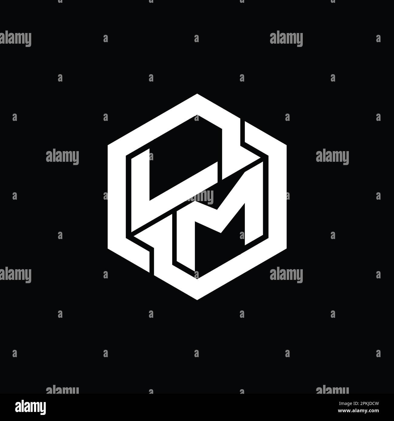 LM Logo monogram gaming with hexagon geometric shape design template ...