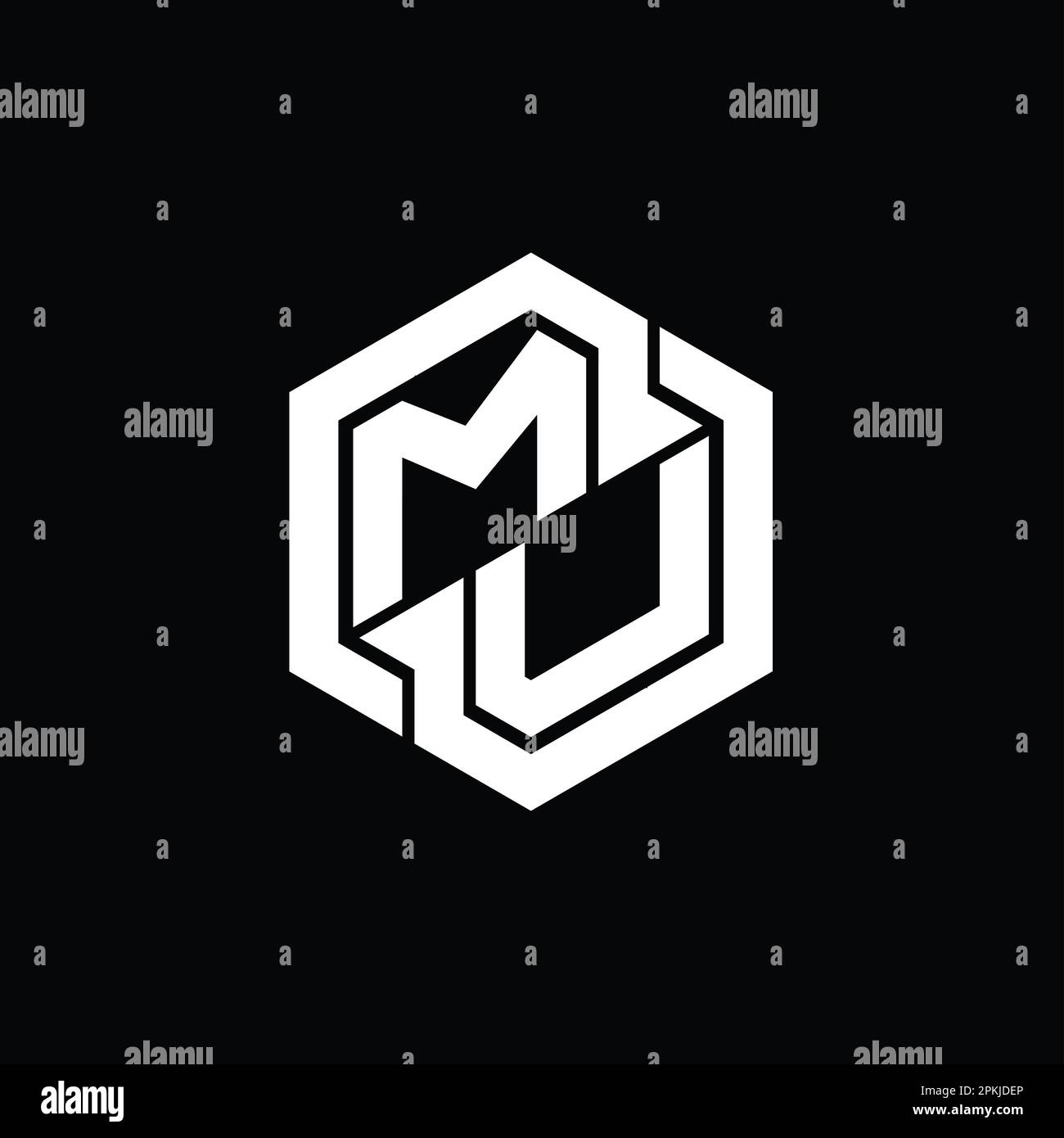 MU Logo monogram gaming with hexagon geometric shape design template ...