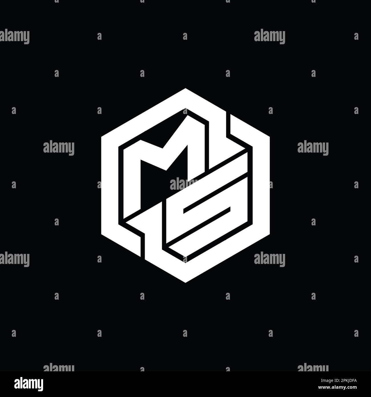 MS Logo monogram gaming with hexagon geometric shape design template ...