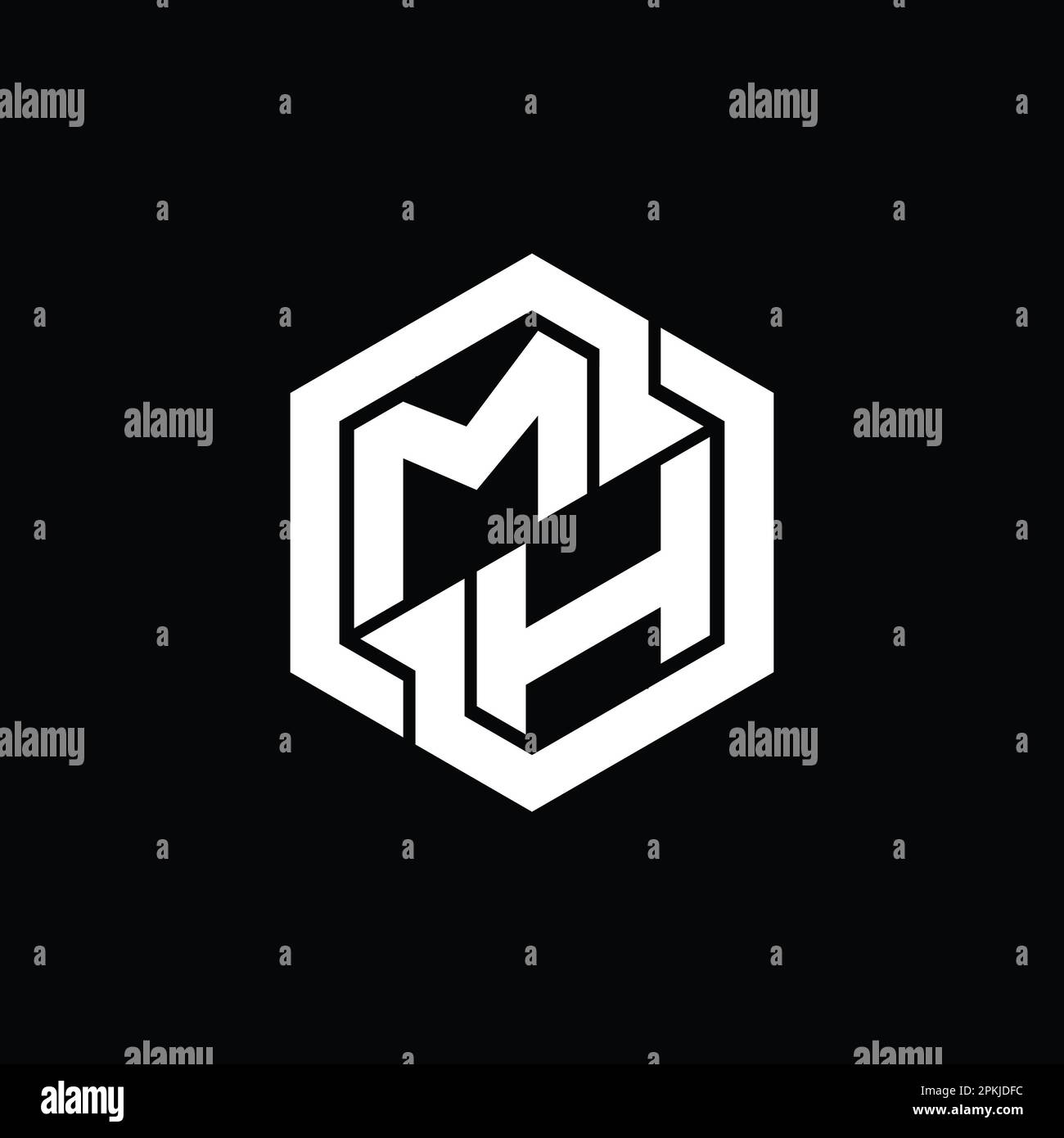 MH Logo monogram gaming with hexagon geometric shape design template ...