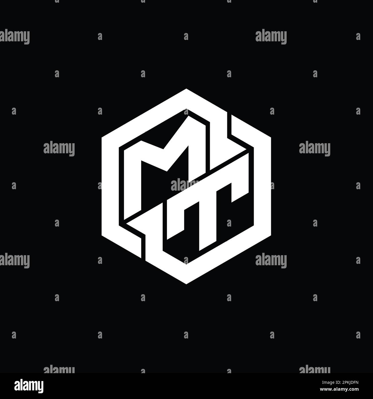 MT Logo monogram gaming with hexagon geometric shape design template ...