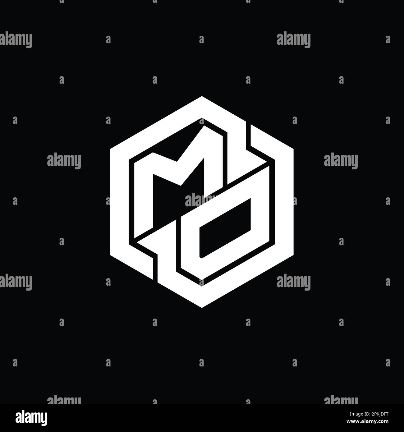 MO Logo monogram gaming with hexagon geometric shape design template ...
