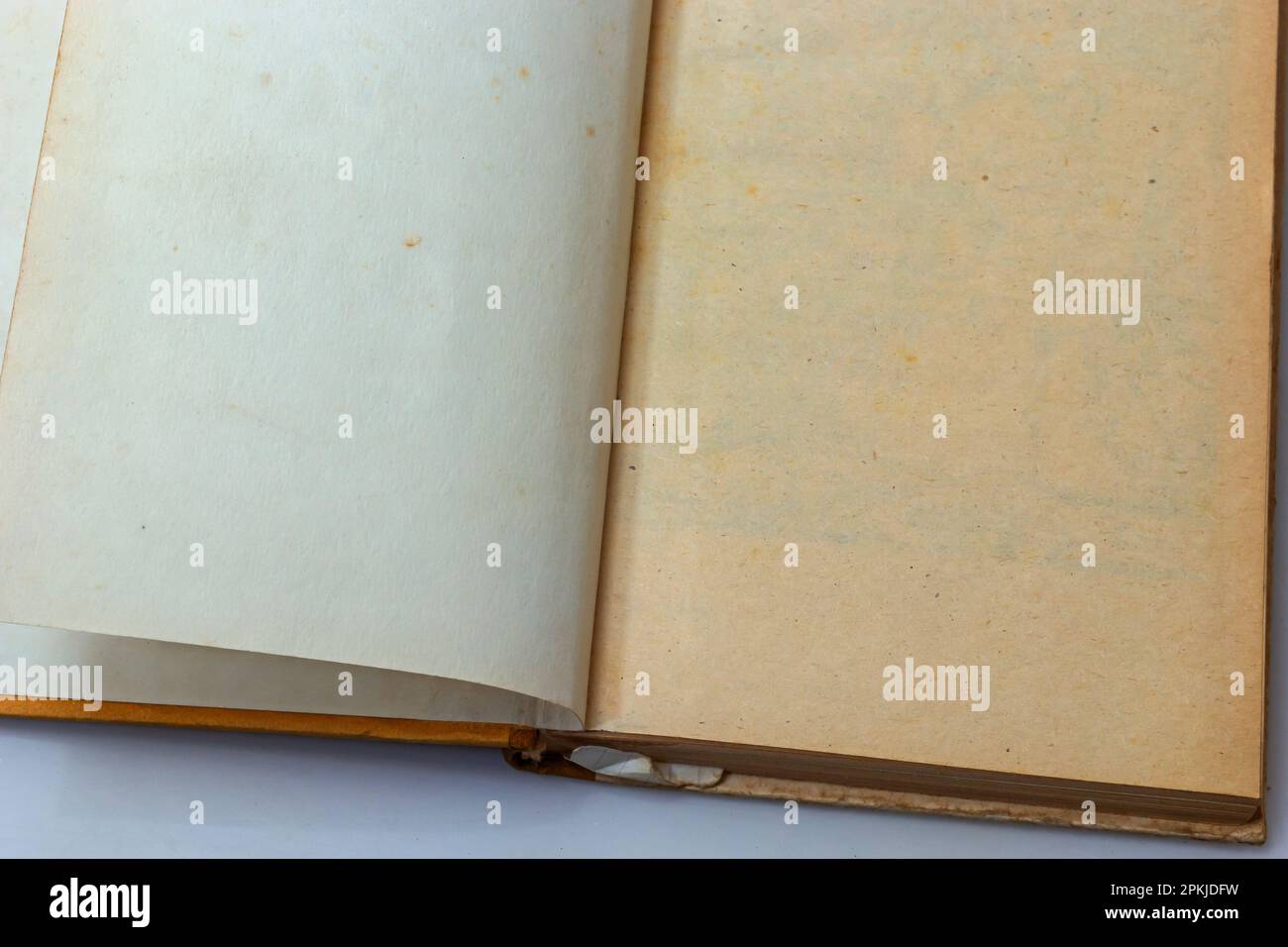 Open old book with blank pages and free space for text. The concept of ...