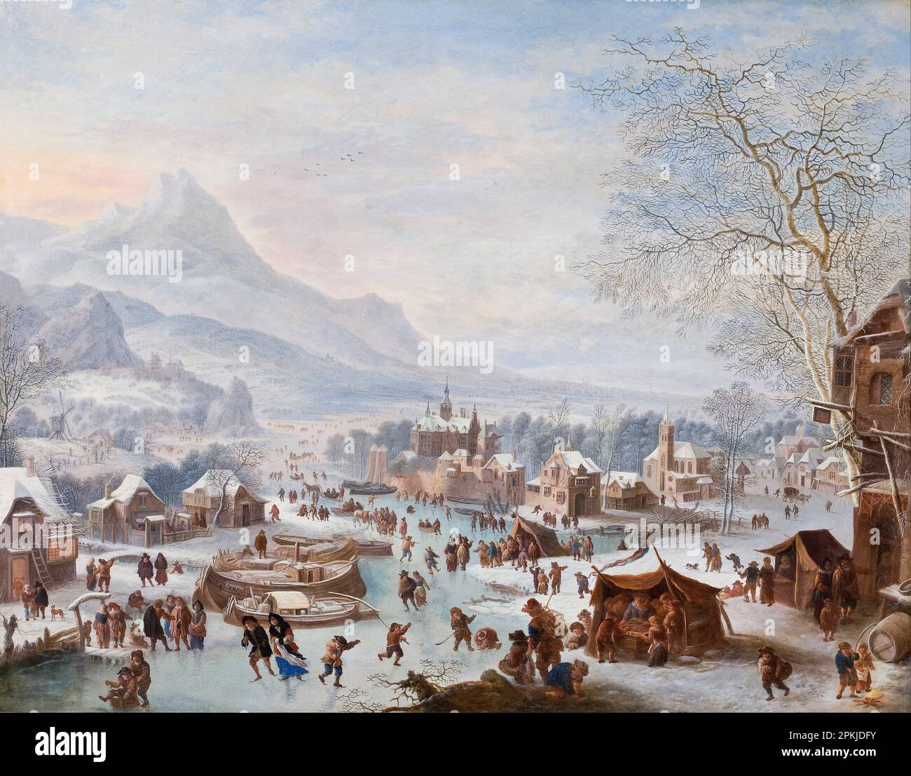 Winter Scene with Skaters circa 1700 by Jan Griffier Stock Photo - Alamy