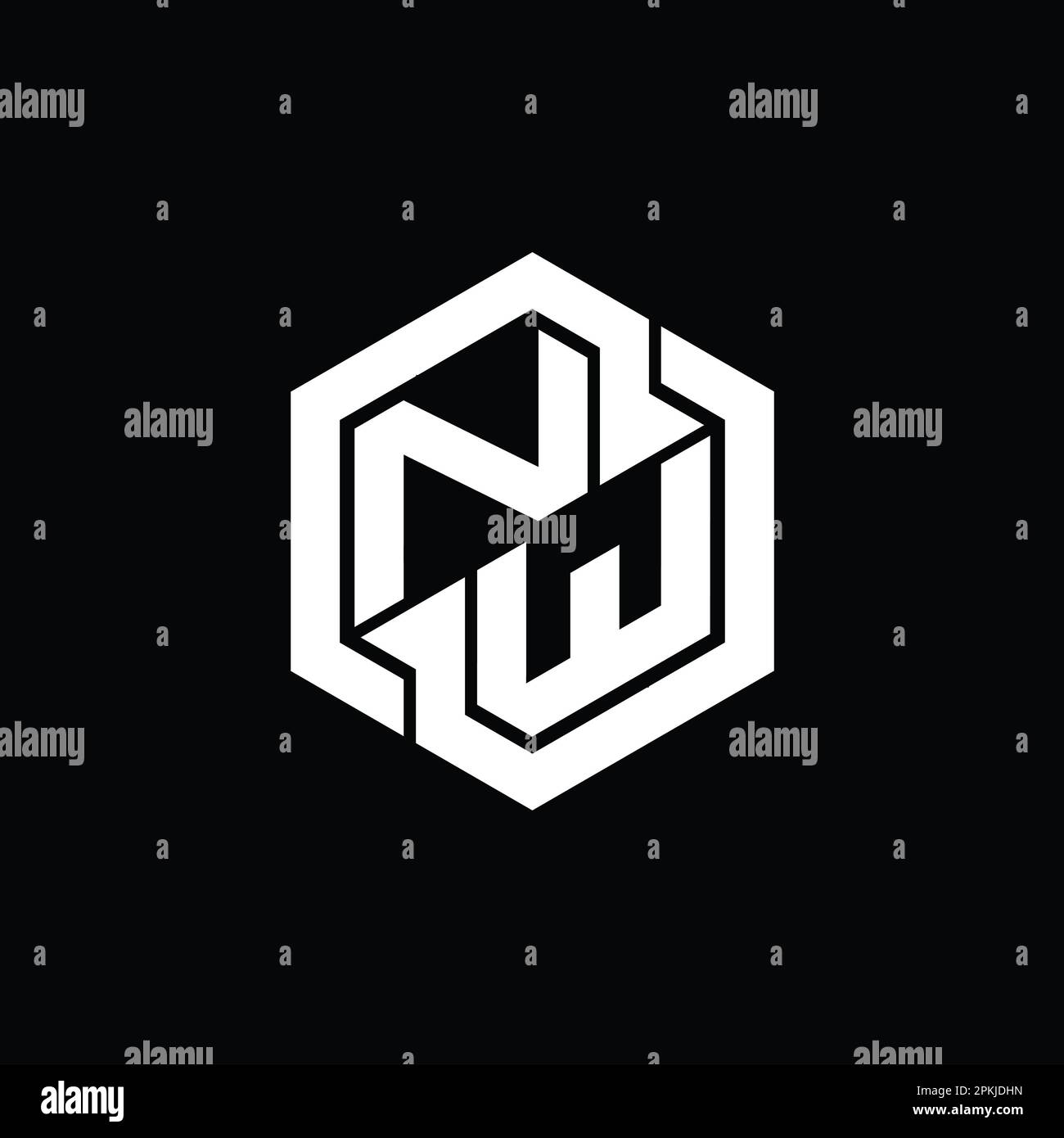 NW Logo monogram gaming with hexagon geometric shape design template ...