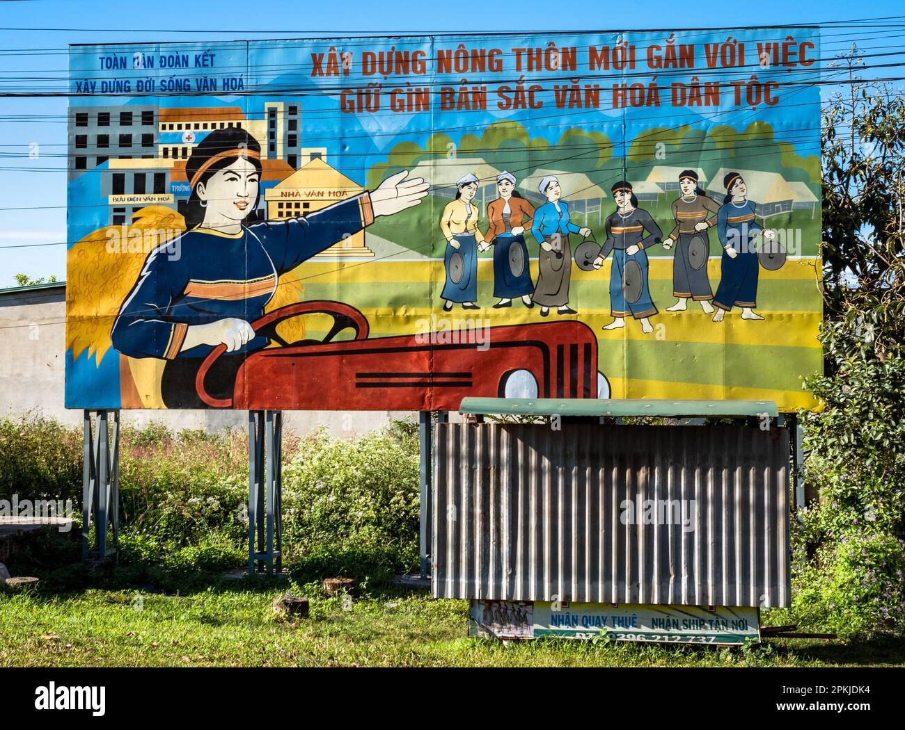 A Vietnam Communist Party painted propaganda billboard depicting ethnic ...