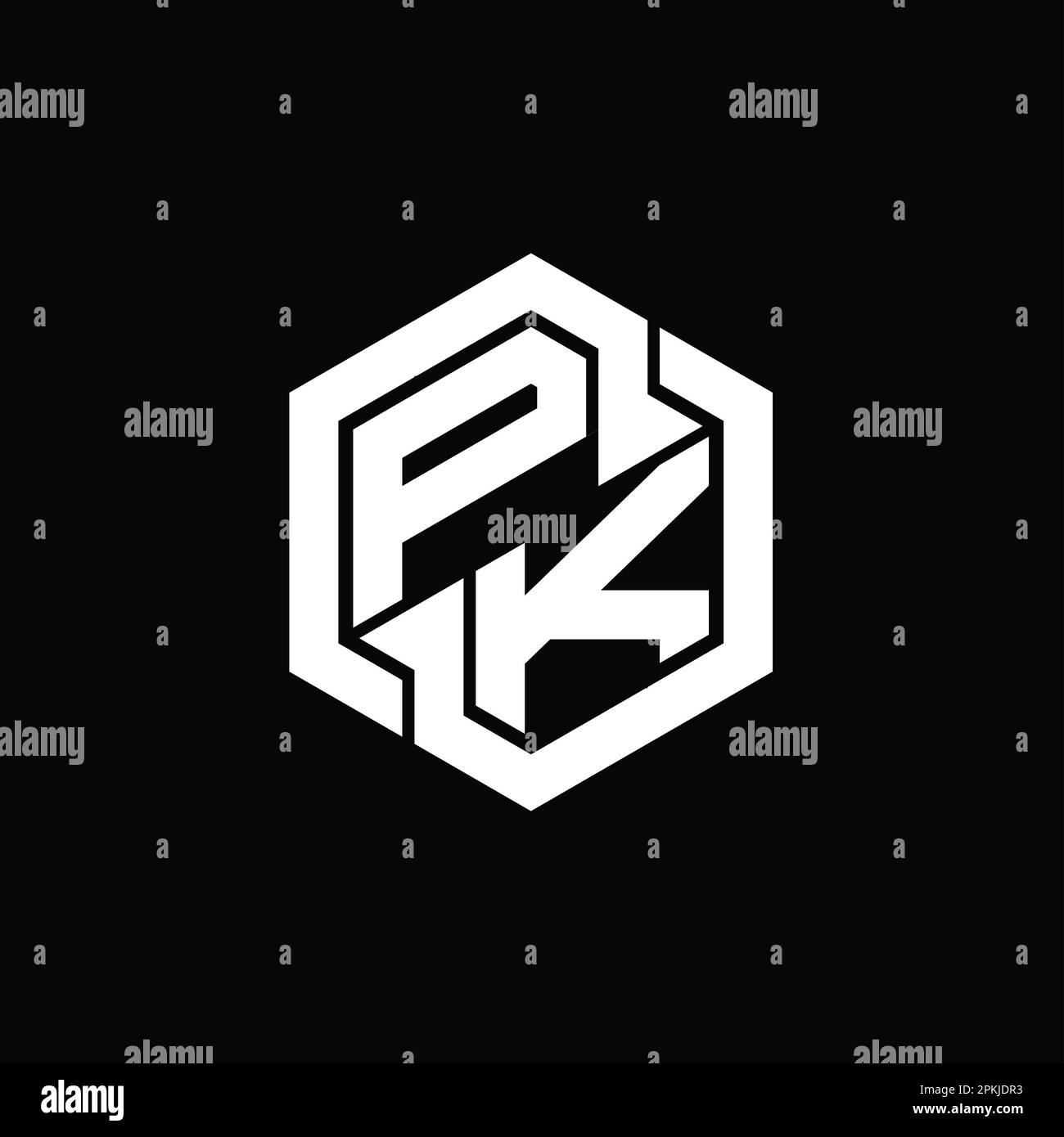 PK Logo monogram gaming with hexagon geometric shape design template ...