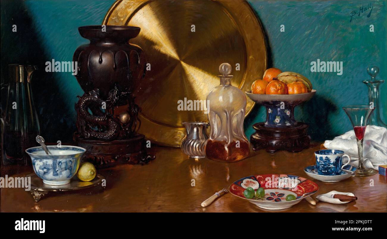 After dinner circa 1901 by Bernard Hall Stock Photo - Alamy