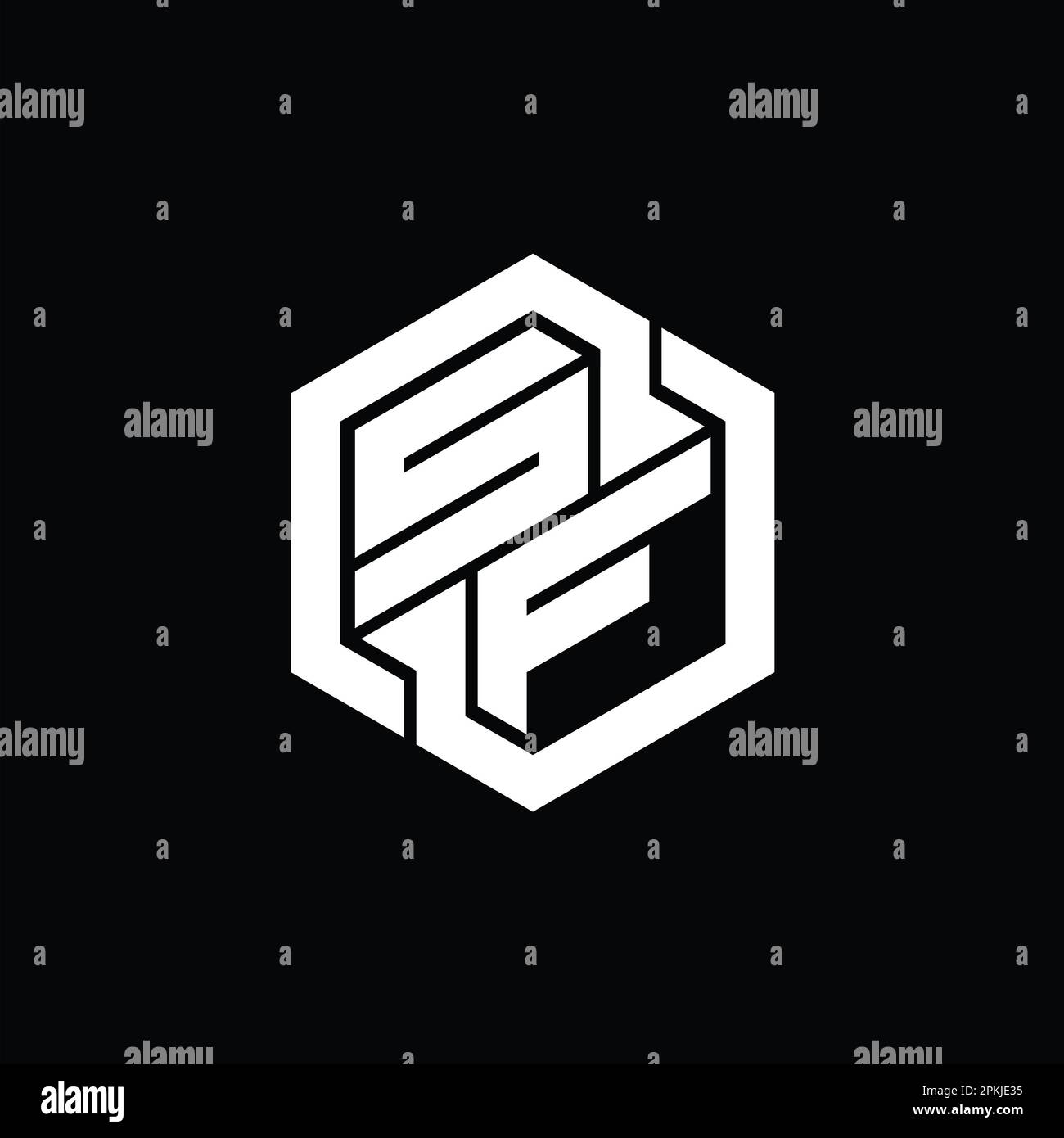 SF Logo monogram gaming with hexagon geometric shape design template ...
