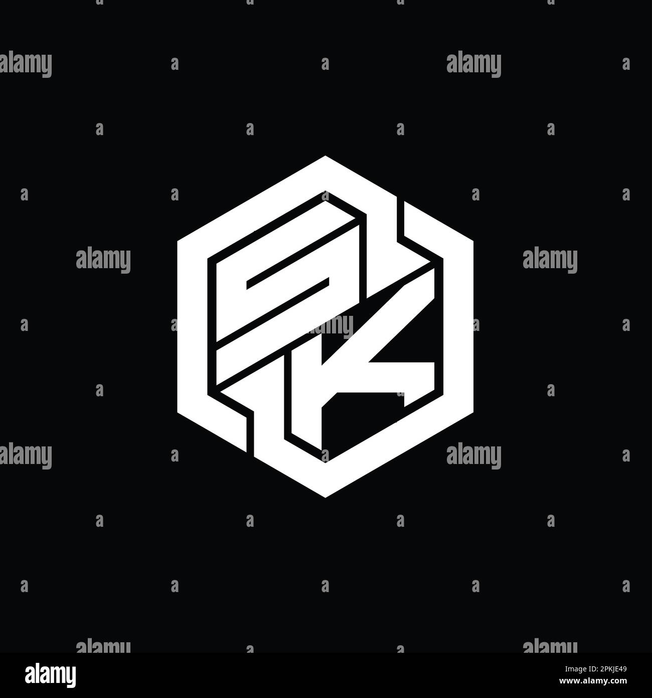 SK Logo monogram gaming with hexagon geometric shape design template ...
