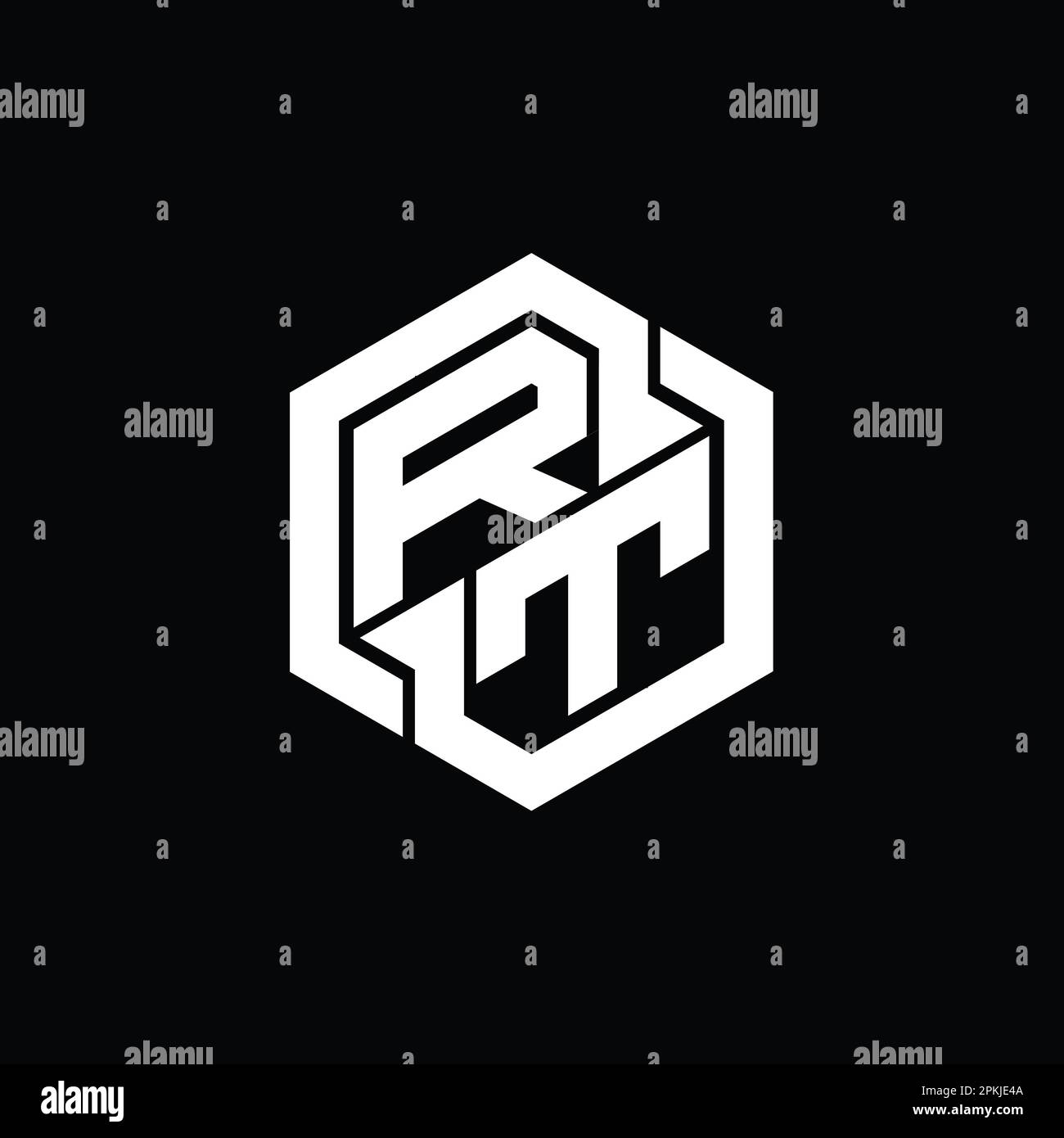 RT Logo monogram gaming with hexagon geometric shape design template Stock Photo - Alamy