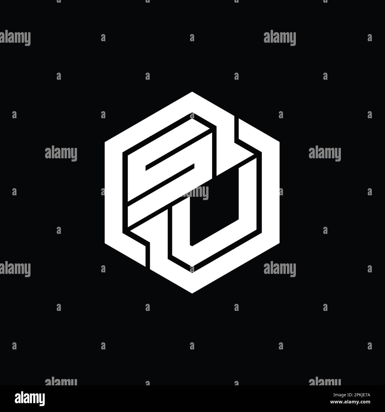 SU Logo monogram gaming with hexagon geometric shape design template Stock Photo - Alamy