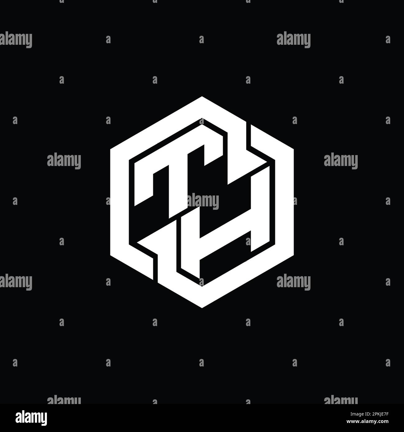 TH Logo monogram gaming with hexagon geometric shape design template ...