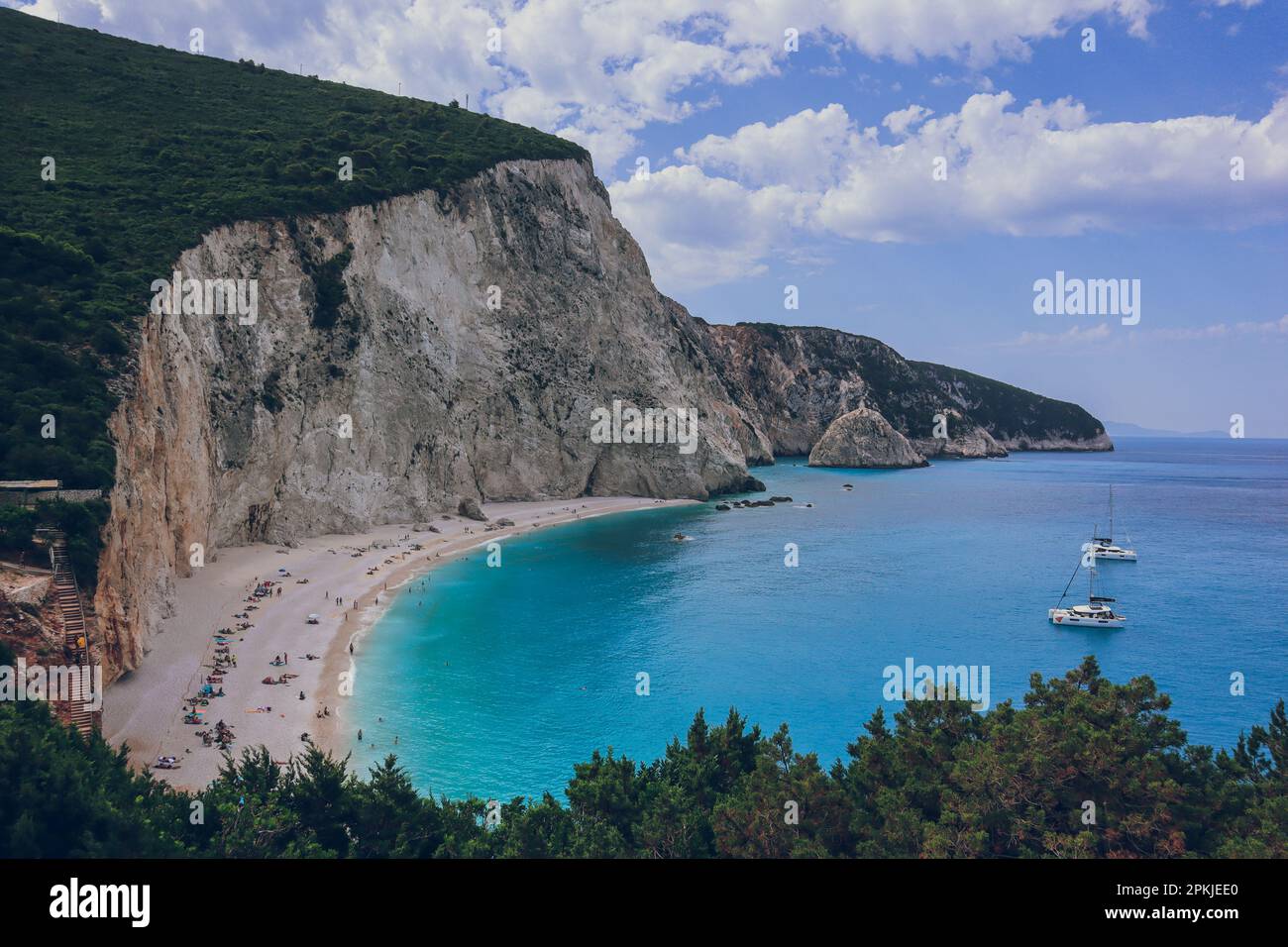 Ionian turquoise blue waters and the stunning cliff at Porto Katsiki ...