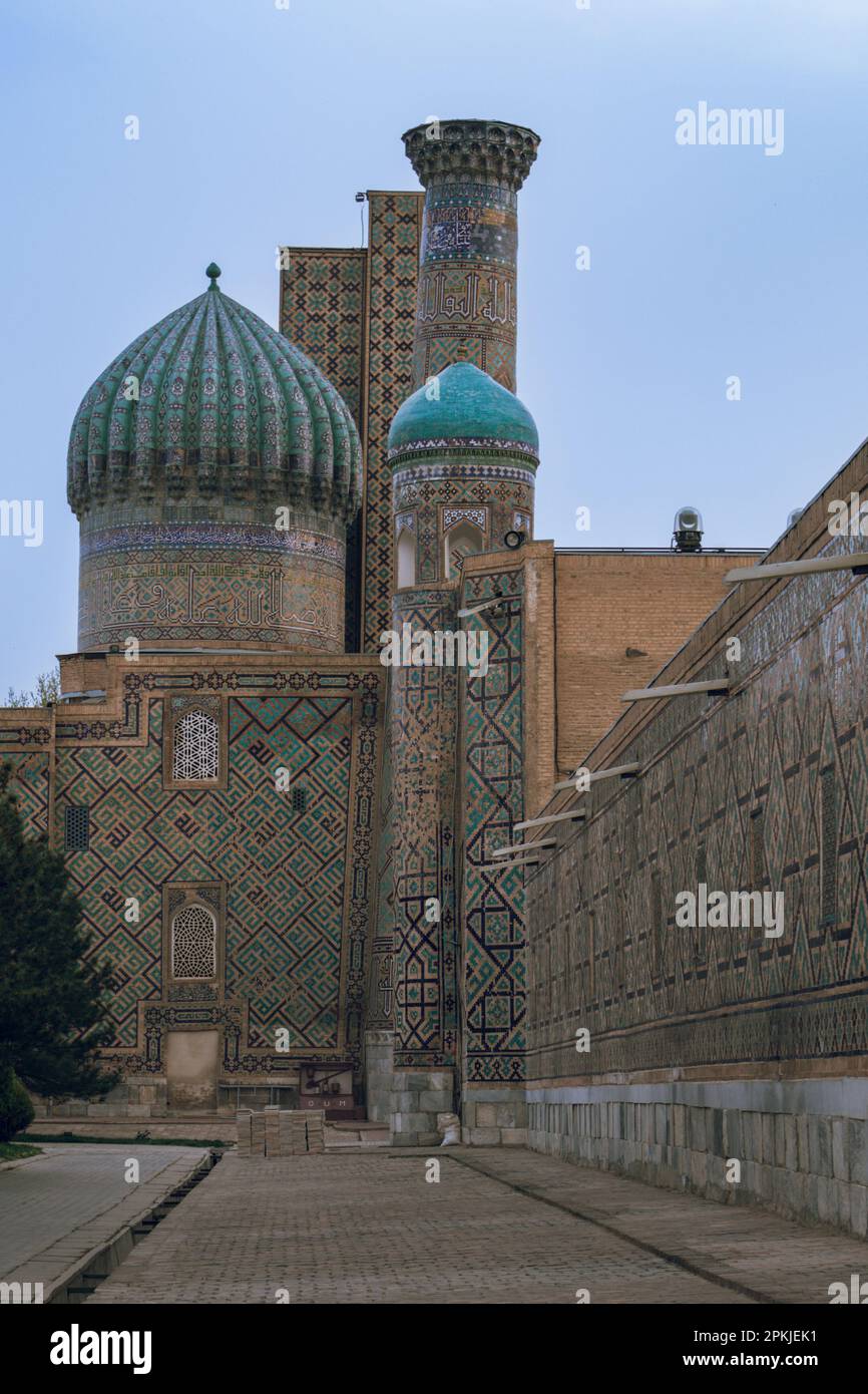 The Domes and the walls of the Registan square, Samarqand, Samarkand, Uzbekistan, Central asia ...