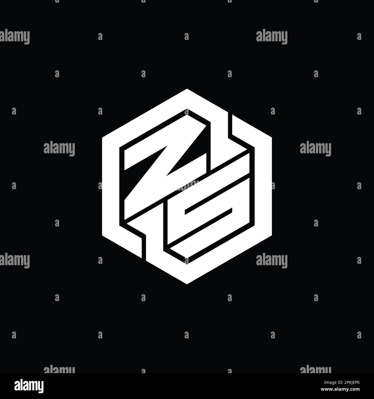 ZS Logo monogram gaming with hexagon geometric shape design template ...