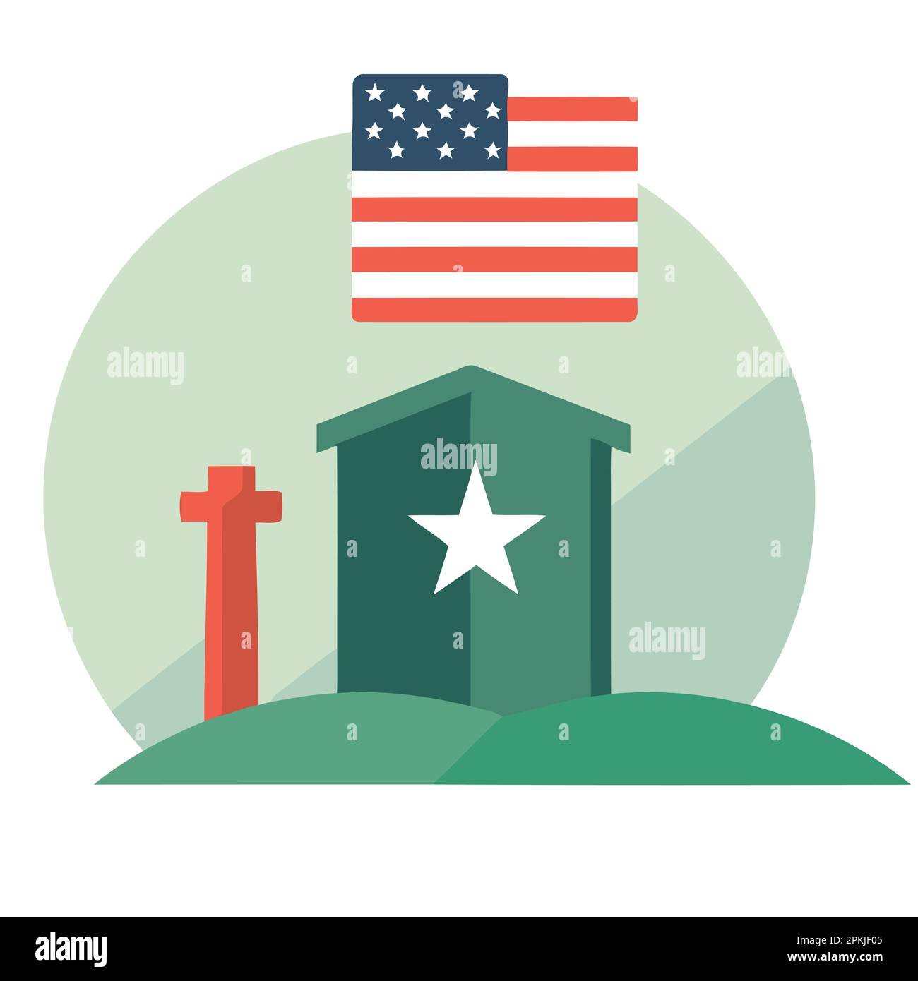 grave in cemetery with red flowers and flag of the united states ...