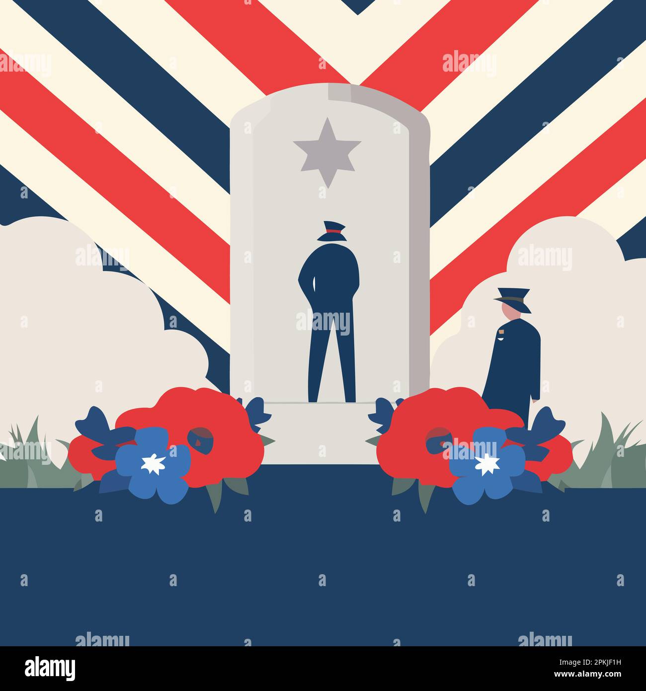 human in the cemetery during memorial day minimalist vector ...
