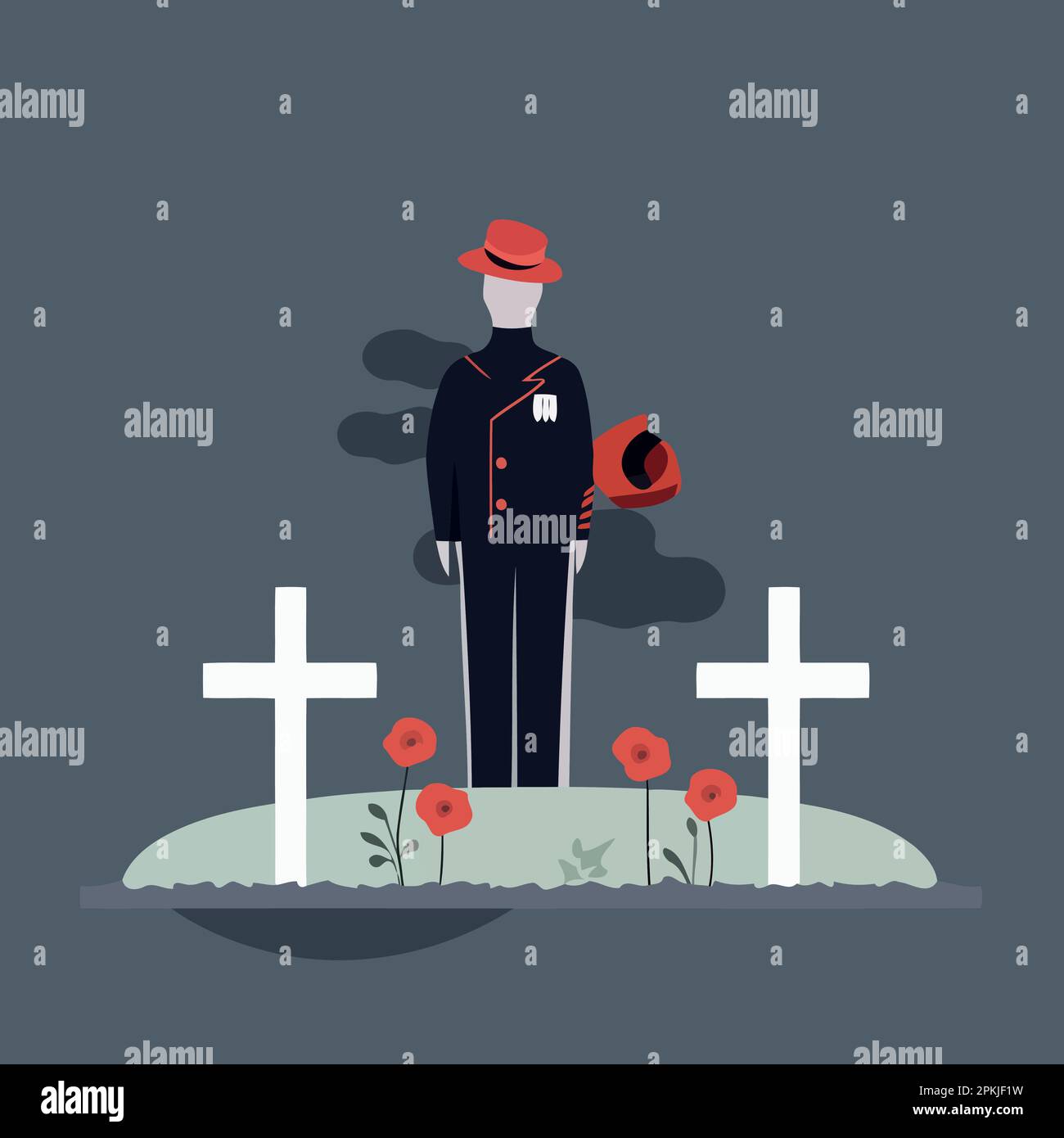 tomb in cemetery with red flowers minimalistic vector illustration ...