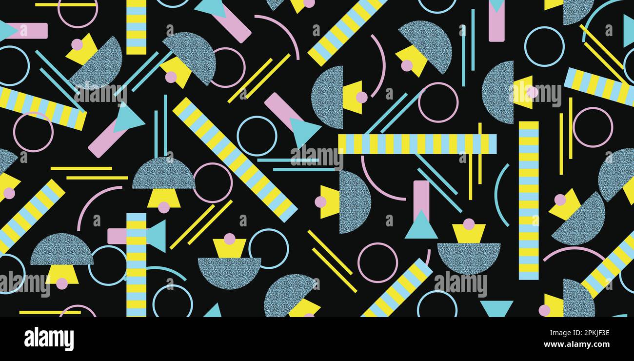 Trendy 90s retro style seamless pattern. Funky, abstract and vintage ...
