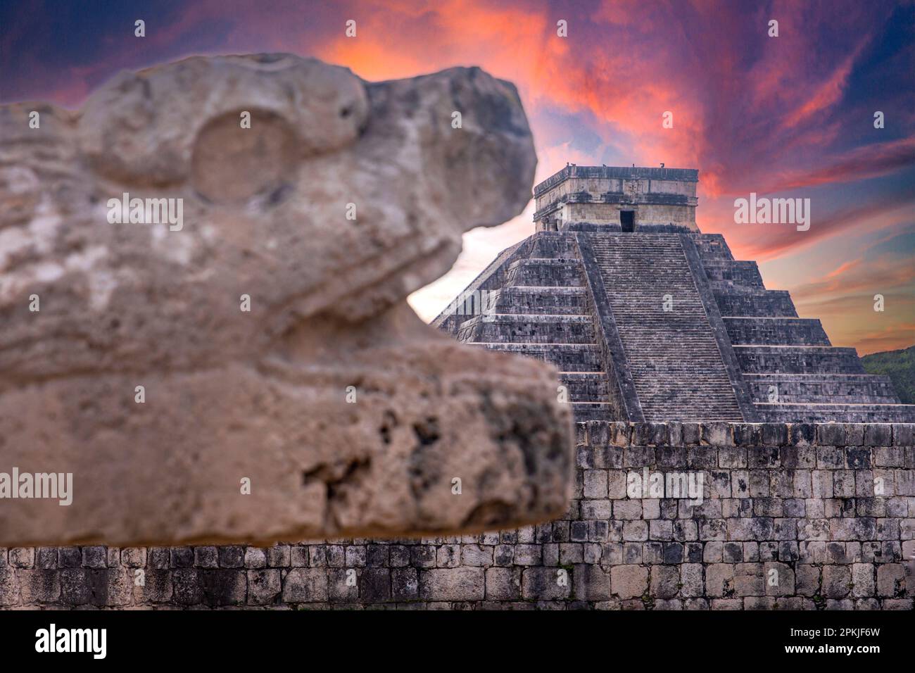 The God Kukulcan "feathered serpent" eating the castle or also known as ...
