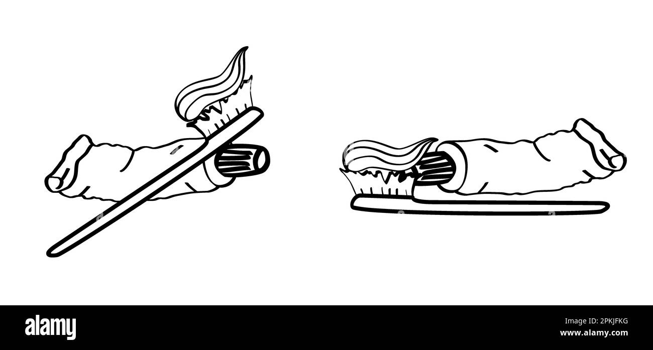 Toothbrush and container. Cartoon healthy, toothpaste. Molar pattern ...