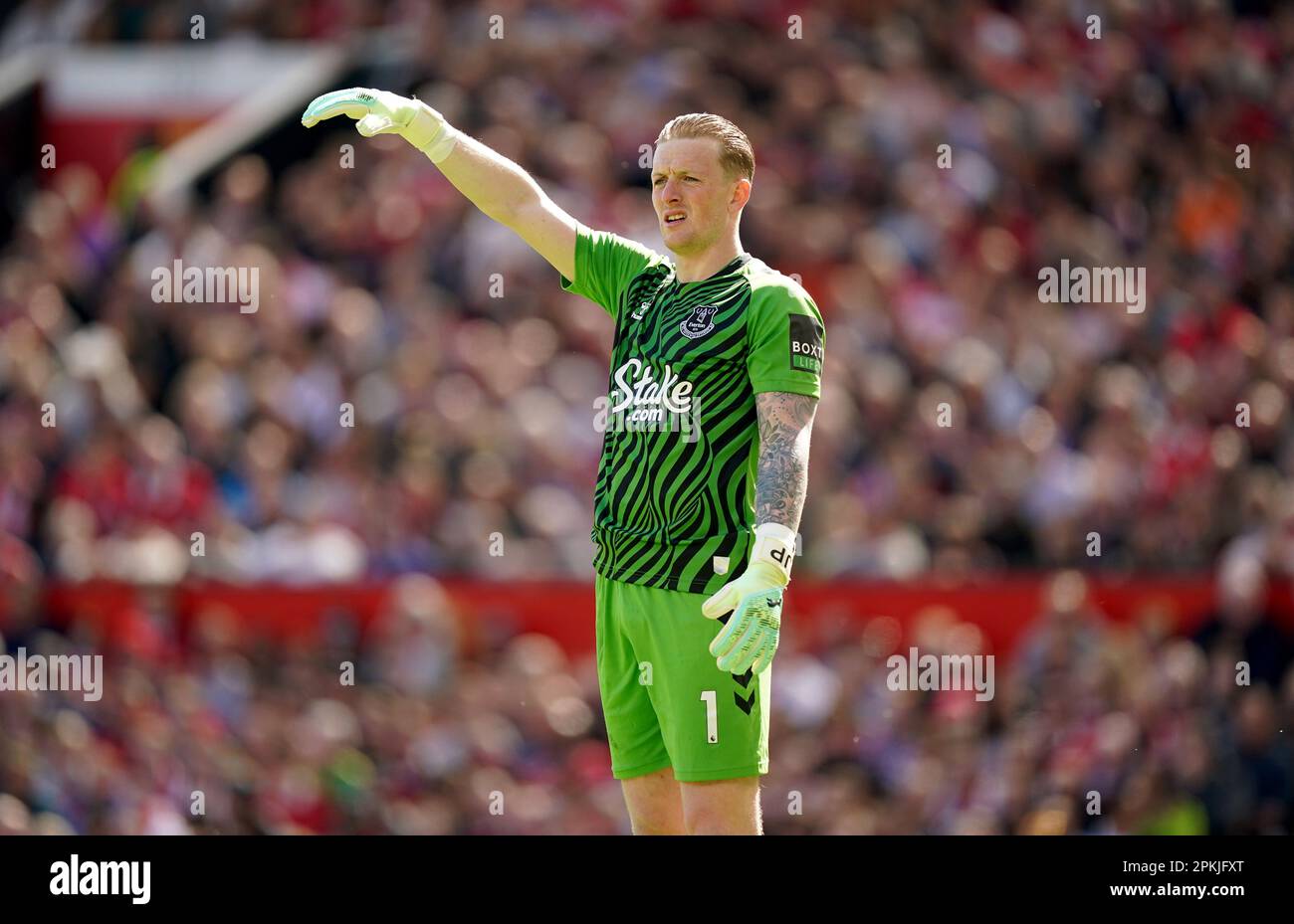 Everton goalkeeper Jordan Pickford during the Premier League match at ...